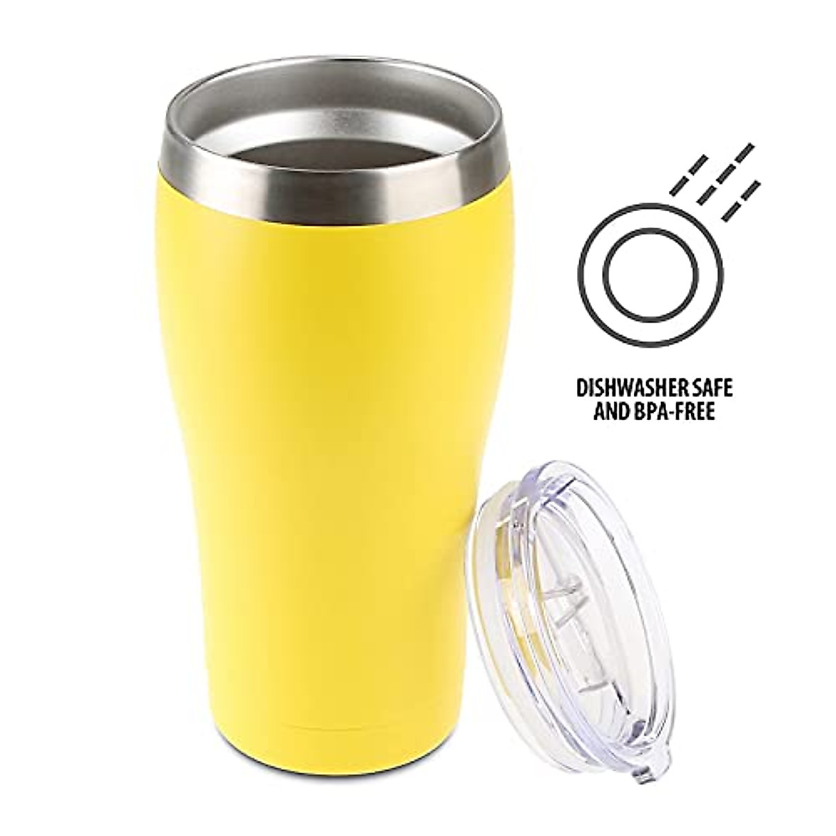 TAHOE TRAILS 20 oz Insulated Stainless Steel Tumbler with Slider Lid, Vacuum Insulated Double Wall Coffee Travel Mug Cup, Great for Cold or Hot Drinks, Yellow
