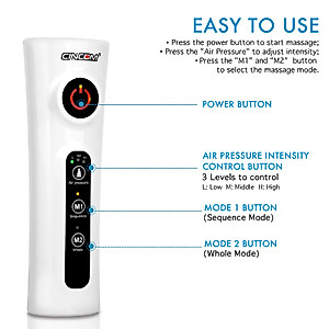 CINCOM Leg Massager for Circulation and Pain Relief, Air Compression Foot and Calf Massager Helpful for Relaxation, Swelling and Edema Gifts for Mom and Dad (with 2 Extensions) - FSA HSA Eligible