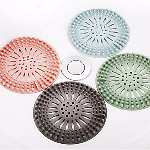 TFCFL 4 PCS Silicone Hair Stopper Shower Drain Strainer Hair Strainer for Bathroom, Bathtub, Laundry and Kitchen