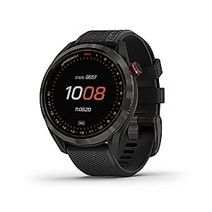 Garmin Approach S42, GPS Golf Smartwatch, Lightweight with 1.2" Touchscreen, 42k+ Preloaded Courses, Gunmetal Ceramic Bezel and Black Silicone Band, 010-02572-10 (Renewed)