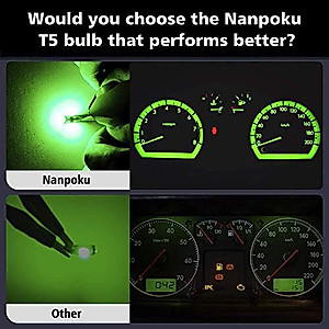 Nanpoku T5 LED Bulbs 74 73 37 2721 LED Bulb for Auto Car Dashboard Dash Instrument Panel Gauge Cluster Indicator Lights Lamp(Green)