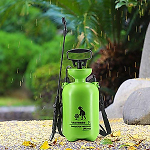 Lawn and Garden Portable Sprayer, 1.3 Gallon - Pump Pressure Sprayer Includes Shoulder Strap, 5L