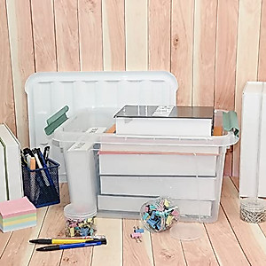 Utiao 20 Quart Clear Plastic Bin with Lid, Latching Storage Box, 6 Packs