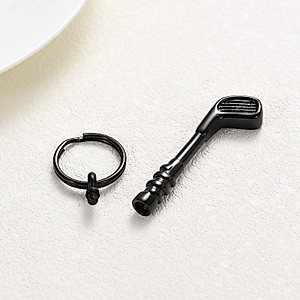 constantlife Cremation Golf Clubs Jewelry for Ashes Urn Necklace Keepsake 316L Stainless Steel Memorial Pendant (Keychain-Black)