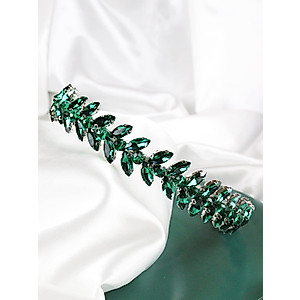 Brihasory Green Rhinestone Headband Wedding Hair Accessories for Brides Tiaras for Women and Girls Goddess Costume Hair Decoration Party Prom Bridesmaid Gifts