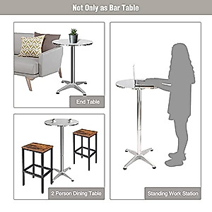 REDCAMP 24 inch Round Top Aluminum Bar Table with Flip-Up Top, Cocktail Table Bistro Pub Table for Parties Restaurant, 45" and 29.5" Two Height Adjustable