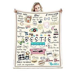 Best Friend Birthday Gifts for Women, Friendship Gifts for Women Friends, Best Friend, Best Friend Blanket 50 x 60, Soft Sherpa Throw Blanket Gifts for Women Sister Girls BFF