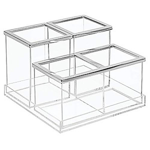 iDesign Clarity BPA-Free Plastic Customizable 4-Piece Organizer, 6.5" x 6.5" x 4.53"