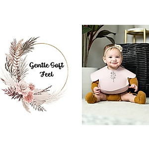 blessed+beloved Silicone Bibs for Babies | Waterproof Baby Silicone Bibs with Food Catcher Pouch and Shoulder Cover | Set of 2 Silicone Baby Bibs | Boho Minimalist Silicone Bib|Baberos para Bebe Niña