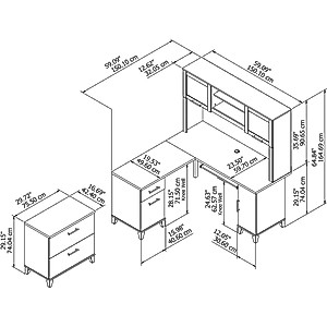 Bush Furniture Somerset L Shaped Desk with Hutch and Lateral File Cabinet