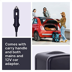 Living Enrichment Mini Fridge 4 Liter 6 Can Skincare Fridge, AC 120V DC 12V Portable Small Refrigerator Cooler and Warmer for Skincare, Foods, Medications, Bedroom, Travel and Car - Black