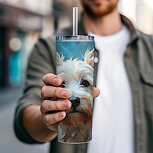 West Highland White Terrier Westie Dog Expressionism Art Skinny Tumbler 20oz with Straw Insulated Water Bottle Gift