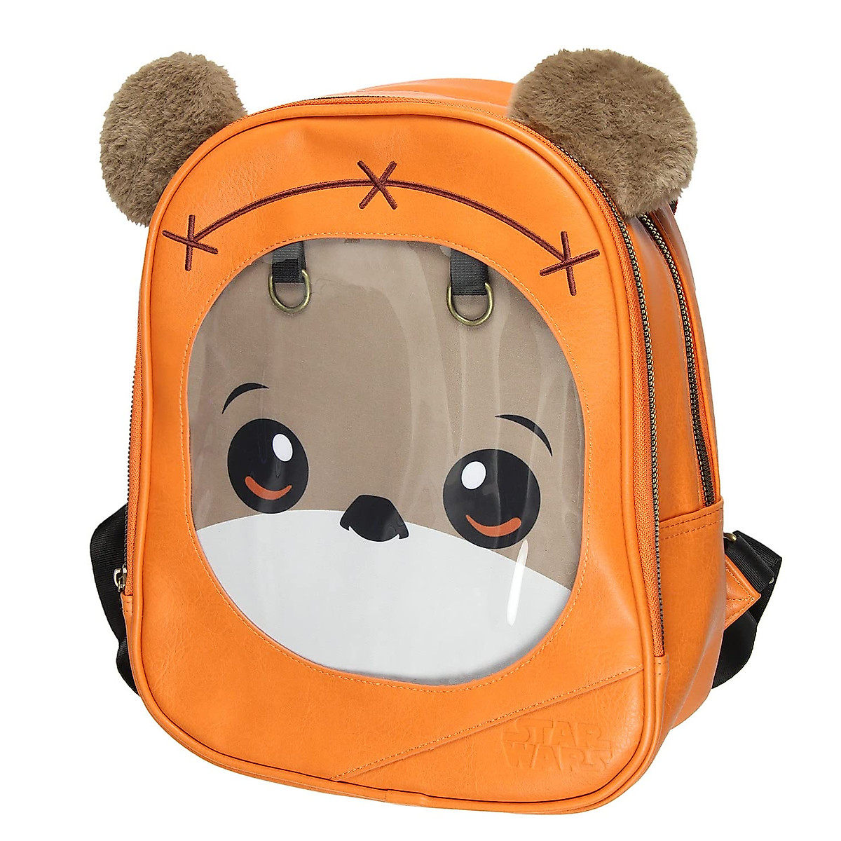 Bioworld Star Wars Backpack Ewok 3D Ears Faux Leather Mini Backpack Pin Display Miniature Backpack