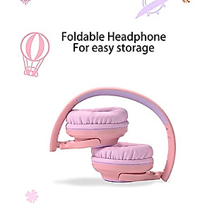 Ulacici Pink Kids Headphones for School,Kids Headphones Headphones for Kids with Volume Limit of 94 db,Wired Children Headphones for Online Learning/School/Travel/Tablet