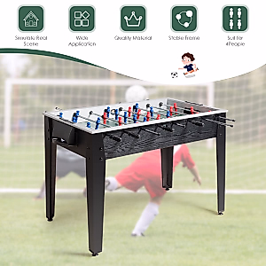Goplus 48'' Foosball Table, Wooden Soccer Games Table w/ 2 Footballs, Score Keepers, Indoor Home, Game Room, Arcade Competition Sized Football Table for Adult Kids Youth (Black)