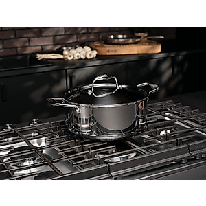 HexClad Hybrid Nonstick Dutch Oven, 5-Quart, Stainless Steel Lid, Dishwasher and Oven Safe, Induction Ready, Compatible with All Cooktops