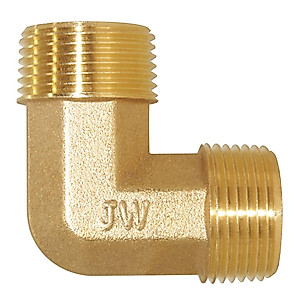 Joywayus 90-Degree Male Elbow Garden Hose Pipe Fitting Forged Brass Right Angle 3/4" GHT Male x 3/4" GHT Male (Pack of 2)