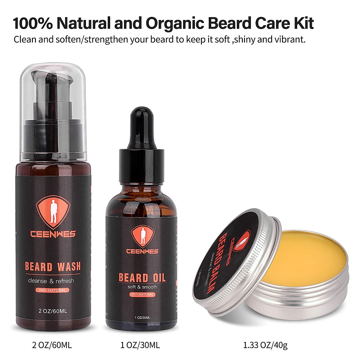 All in one Beard Grooming Kit for Men Care with Beard Soap Beard Oil, Beard Brush, Beard Comb, Beard Balm, Beard Shampoo,Beard Scissors &Storage Bag
