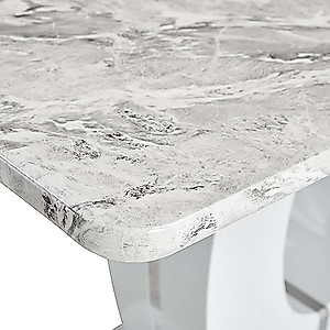 Ginxesh Modern Faux Marble Dining Table for 6,63'' Large Grey Imitation Marble Grain Kitchen Table with MDF Pedestal,Rectangular Oval Marble Dining Table for Dining Room,Living Room,Home,Office