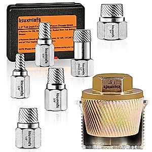 BSUXMAFG 1.5" Tub Drain Extractor, 6PCS Pipe Nipple Extractor, Remove The Old, Broken, Stubborn, Rusted Drain Tub Bathtub Stopper, Strong Grab Plumbing Tools with Solid Storage Case