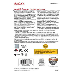 SanDisk Extreme 32GB Compact Flash Memory Card UDMA 7 Speed Up To 120MB/s- SDCFXS-032G-X46