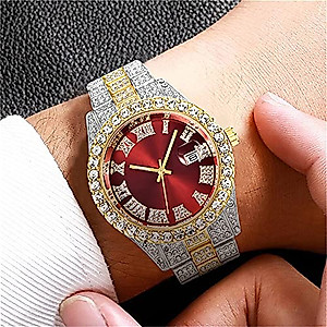 SENRUD Unisex Crystal Watch Fashion Diamond Watch Mens Womens Full Iced-Out Watches Luxury Diamond Bracelet Watch