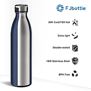 Fjbottle Stainless Steel Insulated Water Bottles -34oz/1000ml Sports Water Bottle Keep Carbonated Drink Cold 24H and Hot 12H for kids,Women,Men Leisure Home Water Bottles