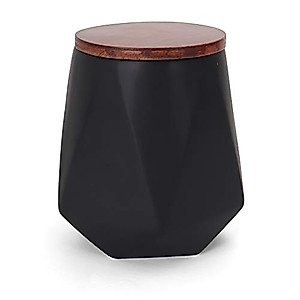 Belari Faceted Storage Canister - Food Storage Container for Kitchen Organization - Ceramic Kitchen Storage Containers - Kitchen Canisters - Kitchen Counter Organizers and Storage (Large, Black)