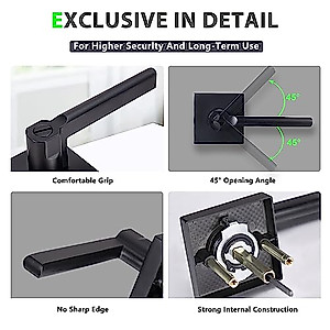 HBL' 2 Pack | Black Interior Door Handles Heavy Duty - Privacy Door Knobs for Bedroom & Bathroom | Made of Zinc Alloy | Fits Door Panel Thickness 1-3/8" to 1-3/4".