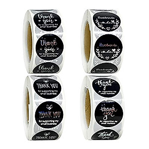 LIANXUE 500pcs Thank You for Supporting My Small Business Stickers Bronzing Seal Label for Wedding Gift Baking Package Envelope Stationery Sticker