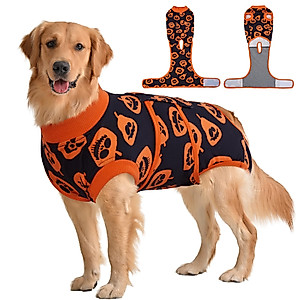 Kuoser Recovery Suit for Dogs After Surgery, Halloween Dog Surgical Recovery Suit for Female Male Dogs, Dog Onesies for Large Dogs, Pet Surgical Suit for Spay Neuter Dog Cone Alternative