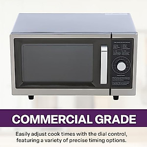 A-to-Z Supply Commercial Microwave with Dial Control, 1 Cubic Feet Interior, Stainless Steel, 1000 Watts, UL and NSF Approved