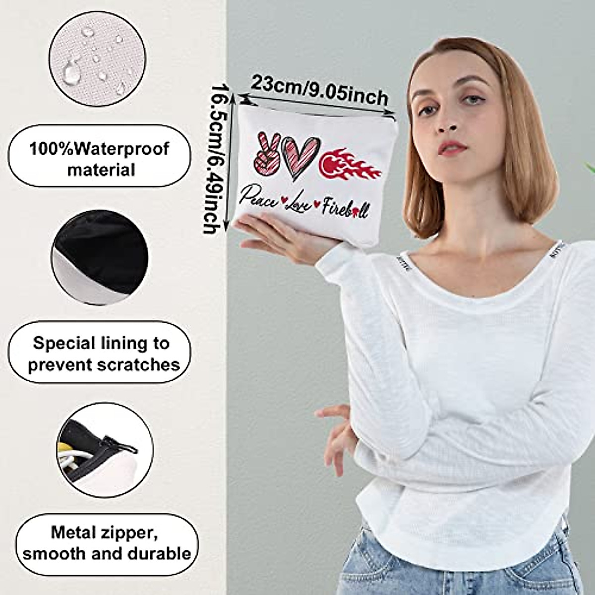 WZMPA Whisky Cosmetic Bag Whisky Fans Gift Peace Love Whisky Makeup Zipper Pouch Bag For Women Girls (Peace Fire)