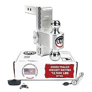 Weigh Safe Adjustable Trailer Hitch Ball Mount, 8" Adjustable Drop Hitch for 2.5" Receiver w/ 2 pc Keyed Alike Lock Set, Heavy Duty Aluminum Trailer Tow Hitch w/Chrome Plated Tow Balls, 18,500 GTW