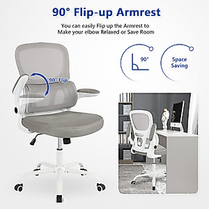 Ergonomic Office Chair, High Back Home Office Desk Chair with Lumbar Support, Computer Task Chair with Wheels, Swivel Adjustable Executive Chair for Home Office,Grey