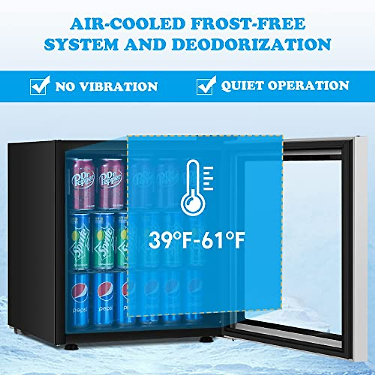 ARLIME Mini Fridge, Drink Cooler, 60 Can, Beverage Refrigerator with Glass Door, Removable Shelves for Soda Beer Wine, Small Drink Refrigerator for Bedroom, Office, Home Kitchen, Bar, 3.2 Cu. Ft.