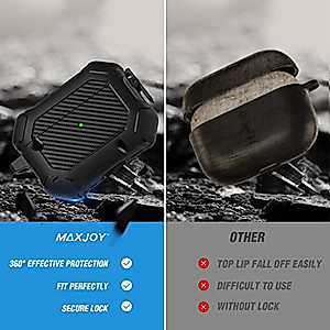 Maxjoy for AirPods Pro 2nd Generation Case Cover, AirPods Pro 2 Protective Case with Lock Pro2 Military Hard Rugged Shockproof Cover with Keychain Compatible with Apple Airpods Pro 2 2022, Black