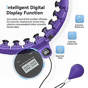 Tohoyard Weighted Hula Hoop, Smart Weighted Fit Hoop for Adults Weight Loss, 2 in 1 Smart Hoola Exercise Hoops with 27 Adjustable Detachable Knots Hoops Auto-Spinning Ball for Adults and Beginners