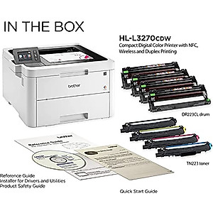 Brother Color HL-L3270CDW Compact Wireless Digital Laser Printer with NFC - Print Only - 25 ppm, 2400 x 600 dpi, 2.7" Color Touchscreen, Auto Duplex Printing, 250 Sheet, Ethernet