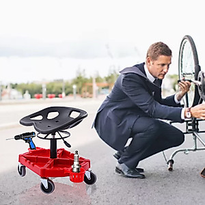 YIYIBYUS Mechanic Stool Chair with Wheels, Heavy Duty Garage Shop Stool On Wheels, Rolling Stool Car Detailing Creeper Seat with Tool Tray for Workshop, Auto Repair Shop and Home