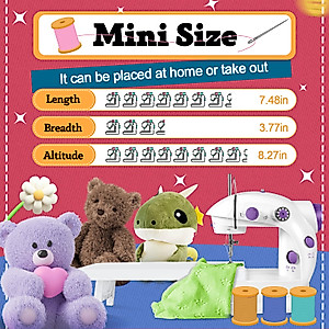 Portable Sewing Machine with Extension Table and Light,Mini Handheld Sewing Machine with Upgraded,Two Threads Double Speed Double Switches,Easy to Use for Kids,Beginners and DIY