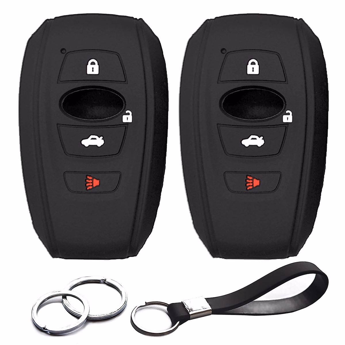 INFIPAR 2pcs Compatible with Subaru WRX BRZ Ascent Forester Crosstrek Legacy Outback Impreza XV WRX STI XV Crosstrek Key Fob Cover Case Key Chain Protector Holder