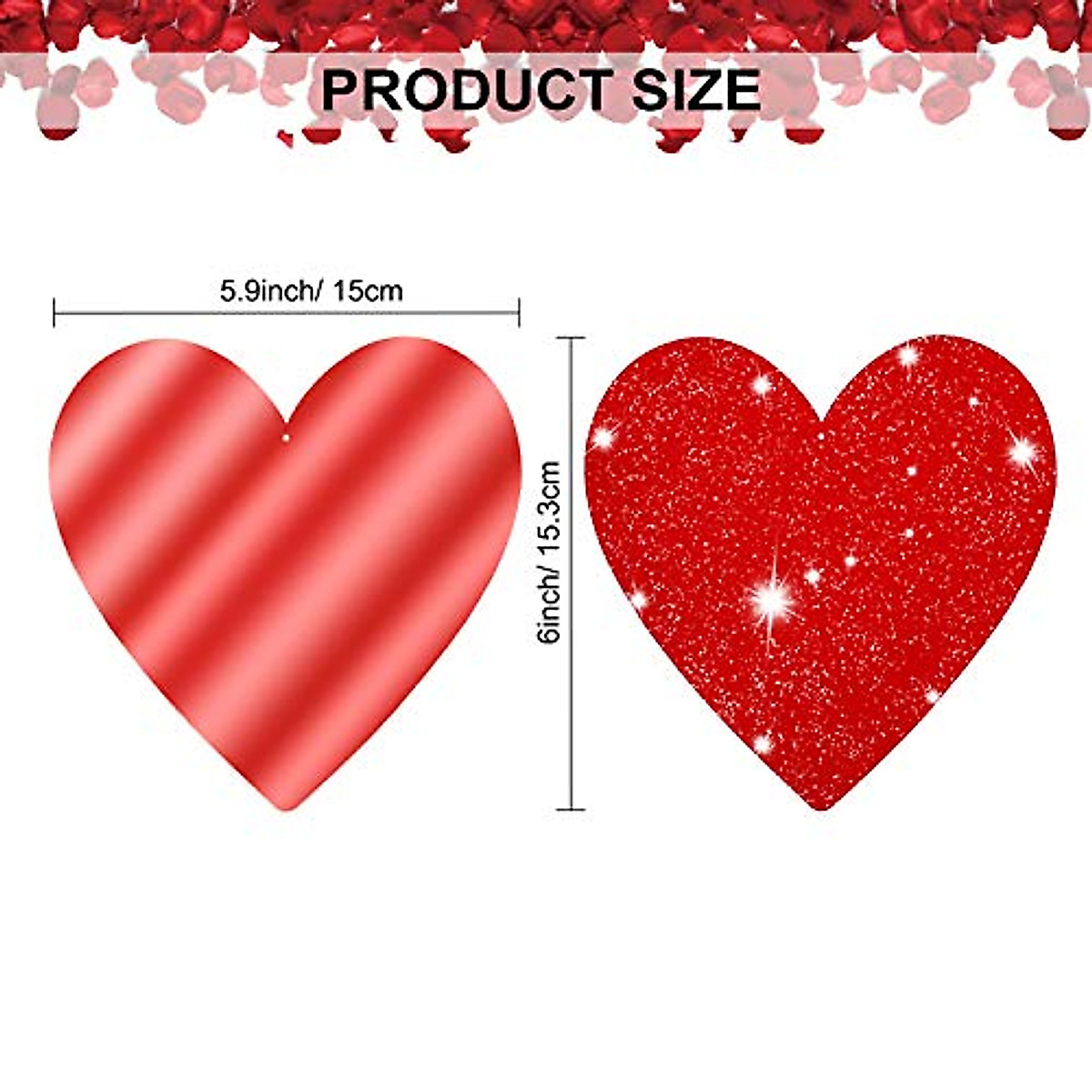 Konsait 30pcs Valentine's Day Glitter Heart Hanging Swirl Decoration,Valentine's Day Swirls Garland Red Hanging Ceiling Decor for Valentines Wedding Bridal Shower Engagement Party Favor Supplies Decor