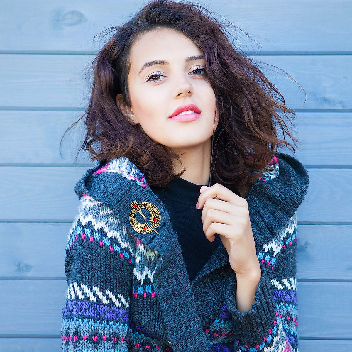 9 Pieces Vintage Viking Brooch Cloak Pin Scarf Shawl Buckle Clasp Pin Brooch Penannular Brooch for Costume Accessory, Antique Silver, Gold, Rose Gold (Classic Style)