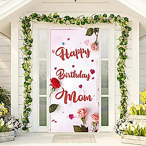 Labakita Happy Birthday Mom Door Banner, Mom/Women Birthday Decorations, Women Birthday Door Banner, Happy Birthday Backdrops for Women