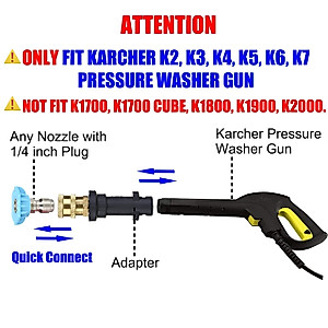 M MINGLE Pressure Washer Gun Adapter, Pressure Washer Wand Extension with Adapter, Only Compatible Karcher K2, K3, K4, K5, K6, K7