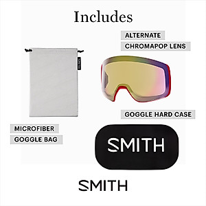 SMITH 4D MAG Goggles with ChromaPop Lens – Performance Snowsports Goggles with Easy Lens Change Technology for Skiing & Snowboarding – for Men & Women – Black + Sun Red Mirror Lens