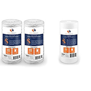 Aquaboon 2-Pack of 5 Micron 10" x 4.5" String Wound Sediment Water Filter Replacement Cartridge & Aquaboon 1-Pack Sediment Water Filter Cartridge | Universal Whole House 5 Micron 10 inch Cartridges