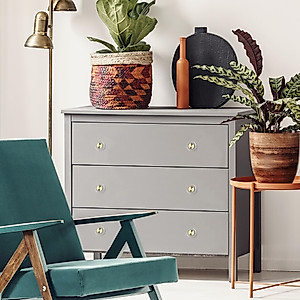 QOGRISUN 10-Pack Brass Crystal Cabinet Knobs,Glass Crystal Gold Drawer Knobs,1-1/4-Inch Round, Decorative Dresser Pulls, Modern Cabinet Hardware