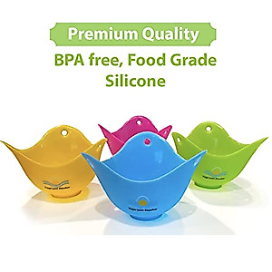 Trenton Gifts Eggs'pert Egg Poacher | Set of 4 | Silicone Egg Poachers for Microwave or Stovetop | BPA Free